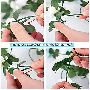 WEISPARK Fake Flowers - 4pcs 8.2 FT Artificial Rose Vine Flower Plants Hanging Rose Ivy for Home Hotel Office Wedding Party Garden Craft Art Décor (4pcs Royal Blue)