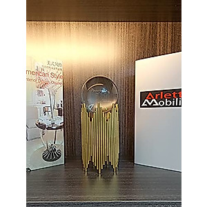 E-isata Modern Abstract Art Crystal Ball with Gold Iron Stand Decorative Ornaments for Living Room Bedroom TV Cabinet Crafts Gifts Office Home Decor (Pipe)