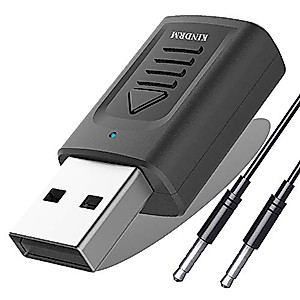 Bluetooth Receiver Transmitter, KINDRM 4in1 Mini USB Bluetooth 5.0 Audio Transmitter & Wireless Bluetooth 3.5mm Aux Adapter Receiver for Car/Home Stereo Headphones Speakers TV PC Projector CD (Black)
