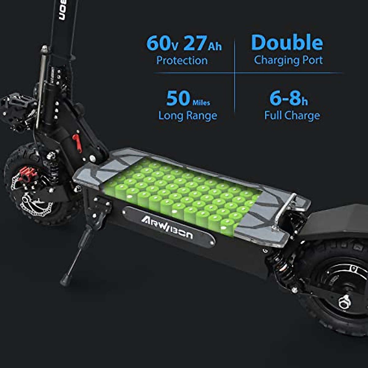 Electric Scooter Adults, Escooter with 5600W Powerful Dual Motor, 47mph Max Speed, 60V 27Ah Battery, 50 Miles Long Range, 11” Inner Tubeless Tire Folding Sport Kick Scooter (Q06-without seat)