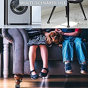 HANIHUA Round Bed Risers (Set of 4) Heavy Duty Furniture Risers Lifts Height 1", 2 inch, Adjustable Bed Lifts Risers for Bed Frame, Desk, Table, Sofa, Chair Risers Supports Up to 1,300 lbs