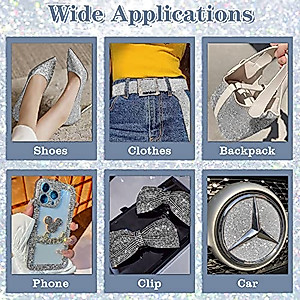 8 Rolls Rhinestone Ribbons,Cludoo 8 Yard Silver Self Adhesive Rhinestone Ribbon, Bling Crystal Diamond Ribbon Roll Wrap Glittering Rhinestones Sticker for Decoration Car DIY Arts Crafts Wedding (Sliver)