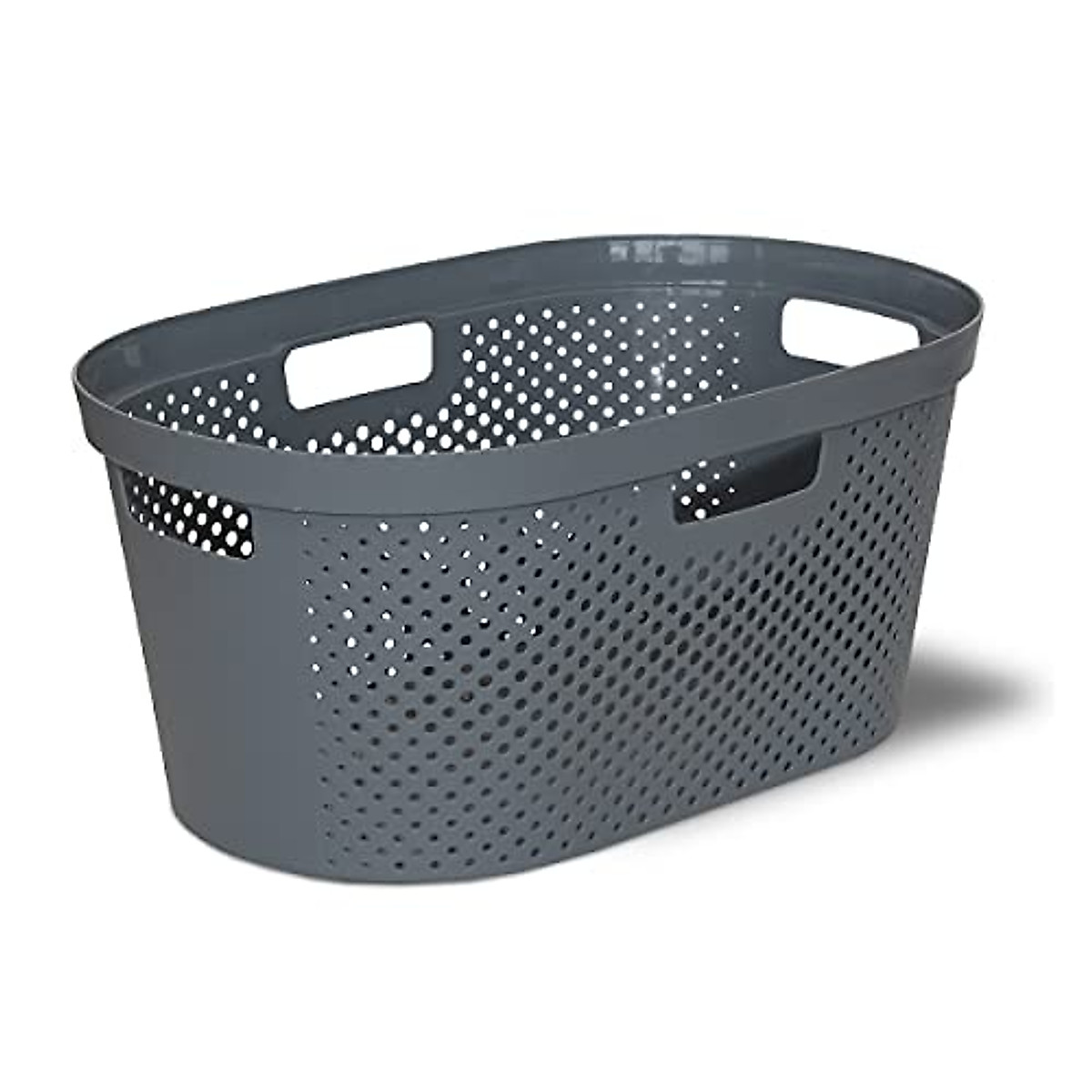 Clorox Laundry Basket Plastic - Portable Clothes Hamper with Handles - Short Storage Bin for Bedroom and Baby Nursery, 1 Bushel, Grey