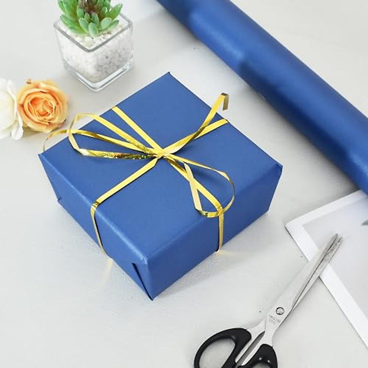 BEISHIDA Royal Blue Gift Wrapping Paper Solid Color Pearly-Lustre Wrapping Paper Roll Matte Gift Wrap Paper,Packing Paper for Wedding,Birthday,Graduation,Christmas Wrapping Paper(17inches X 32.8ft)