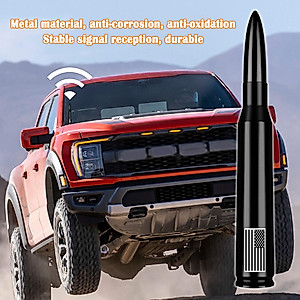 American Flag Car Truck Bullet Antenna,Aluminum Alloy - Enhance Signal Stability and Waterproof,Compatible with Dodge, Ford, Chevrolet, Toyota, Jeep, GMC Antenna Replacement(Black)