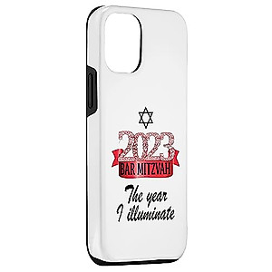 iPhone 13 Pro 2023 Bar Mitzvah Quote Festive White Red Decor Case