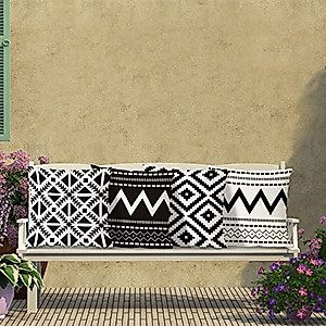 Outdoor Pillow Covers 18x18 Waterproof Set of 4 Boho Black and White Outdoor Pillows for Patio Furniture Decorative Garden Cushion Couch Throw Pillows Covers Farmhouse Home Decor 