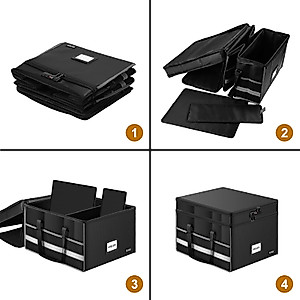 DocSafe Fireproof Document Box, Multi-Layer File Box with Lock,Portable Collapsible File Storage Organizer Box with Mesh Pockets,Large Home Office Filing Box for Hanging Both Letter and Legal Folders