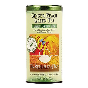The Republic of Tea - Ginger Peach Green Tea, 50 Tea Bags, Tin | Flavored Fruit Tea | Caffeinated
