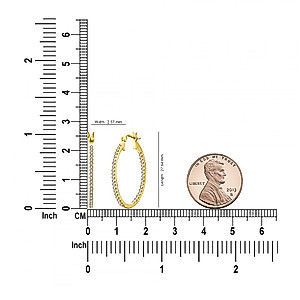 ARAIYA FINE JEWELRY 10K Yellow Gold Inside and Outside Diamond Hoop Earrings (1/2 cttw, I-J Color, I2-I3 Clarity)