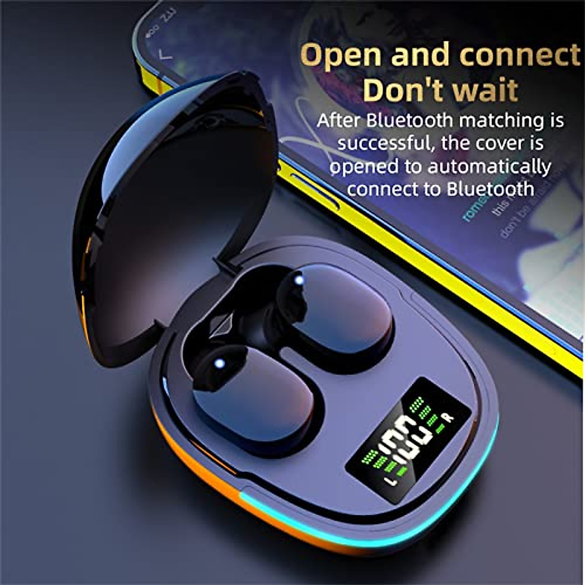 G9S Digital Display Wireless Bluetooth Business Sports Training Earphone Bass Sound in-Ear Headset Car Driving Business TWS-Headphone 8D HD Stereo Waterproof Earbuds for iOS Android