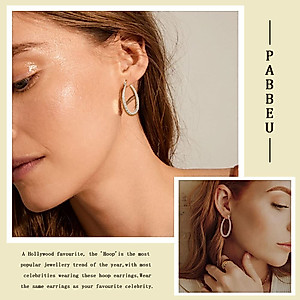 PABBEU Silver Hoop Earrings, Oval Silver Hoop Earrings for Women, S925 Sterling Silver Lightweight Big Hoop Earrings, Hypoallergenic Silver Hoop Earrings 42mm