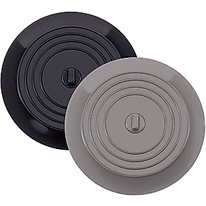 2Pcs Black and Grey Water Stopper Silicone Bathtub Drain Plug Cover Kitchen Bath Tub Sink Rubber Bath Tub Stopper, Kitchen Drains and Strainers Flat Suction Sink Stopper
