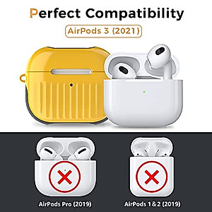 CRINCA for Airpods 3rd Generation Case Cover 2021, Luggage Design AirPods 3 Case with Keychain for Men Women Hard Shell Shockproof for AirPod 3rd Gen Case，Yellow