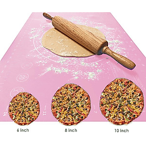 Pink Silicone Baking Mat Pastry Mat For Rolling Out Dough Pastry Pie Crust and Fondant Nonstick Thick Large 25” X 18” With Measurement, BPA Free Non stick Non Slip and Easy to Clean Reusable