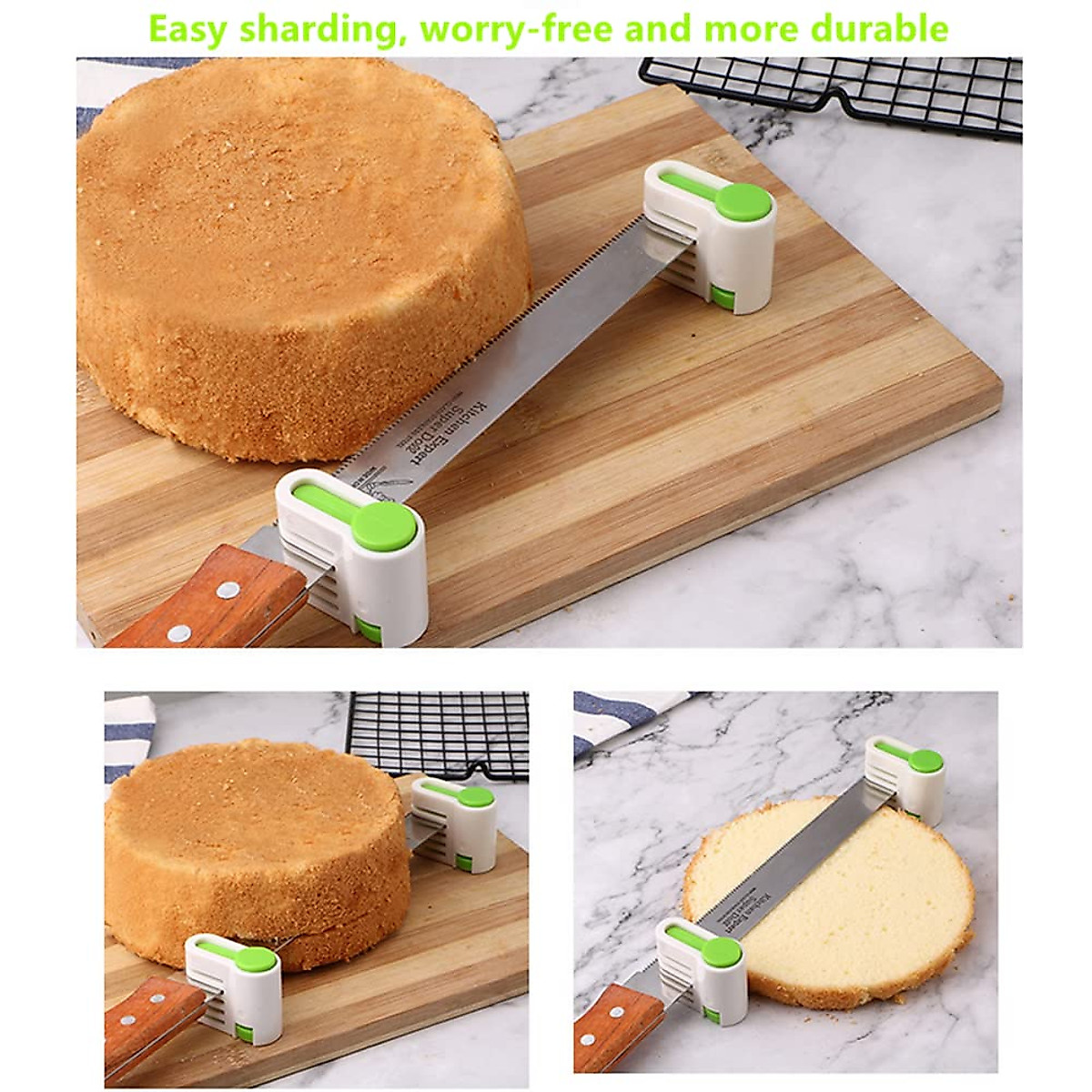 NatureMan 10Inch Serrated Bread Cutter,Bread Slicer,Bread Knife,Stainless Steel Cake Knife, 5 Layers Leveler Slicer