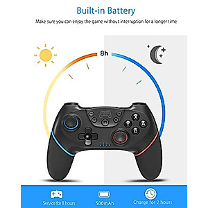 Switch Controller, Wireless Pro Controller for Switch/Switch Lite/Switch OLED, Switch Remote Gamepad with Joystick, Adjustable Turbo Vibration, Ergonomic Non-Slip