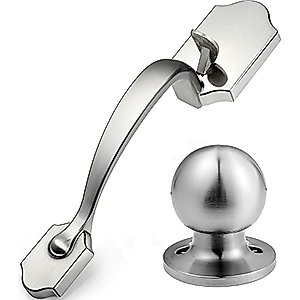 Lower Half Front Entry Handleset with Knob - Front Door Handle 304 Stainless Steel Silver Exterior Door Handle Lock Set