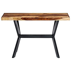 YUHI-HQYD Dining Table,Retro Coffe Table,Conference Table,Industry Offic Table,Easy to Assemble,with a Steel Cross Frame,Fits Dinner Party, Study, Office Work, 47.2"x23.6"x29.5" Solid Sheesham Wood