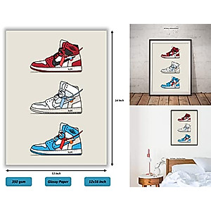 Hypebeast Air Jordan Sneakers Poster – (12x16 Inch) Unframed – AJ Wall art, Hypebeast Room Decor, Michael Jordan Poster, Sneaker Air Gym Shoes Shoebox Collection Aesthetic Cool Poster for Teen Boys Guys Men Room Dorm Bedroom Wall Decor by LIYA Design Prin