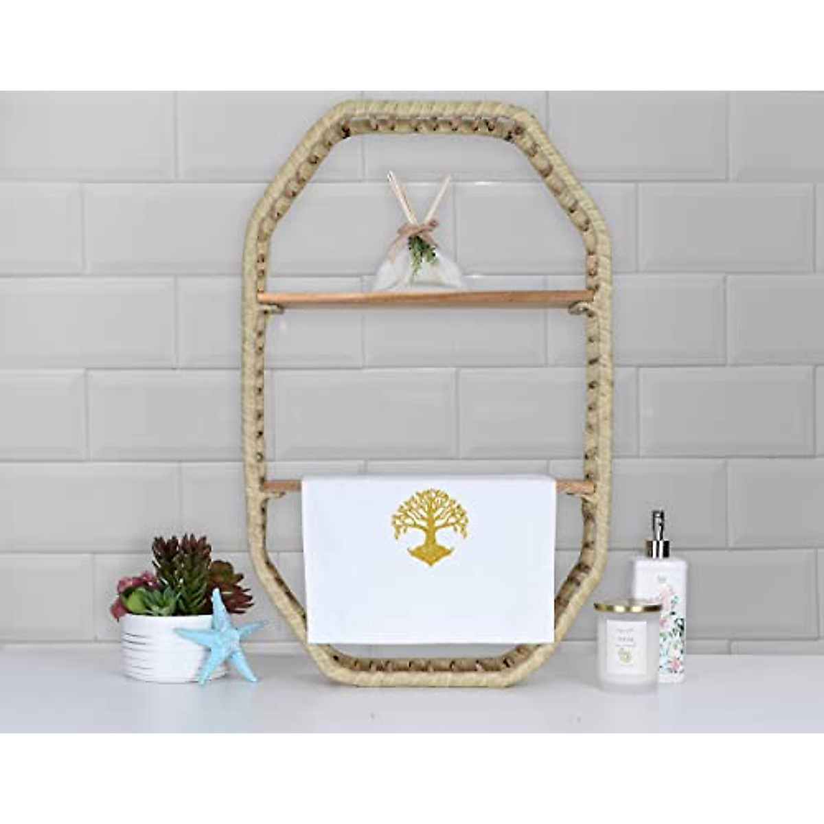 VoYa - Luxury Embroidered Turkish Cotton - 13” × 13” SWashcloth for Bathroom, Kitchen, Hotel, Spa, Gym -White