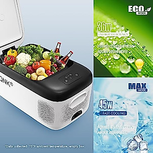 QNK 24QT(23L) Portable Car Refrigerator 12 Volt Mini Fridge Compressor Freezer RV Cooler For Camping Truck Van SUV Boat Party Trips w/App Control 100-240V AC & 12V/24V DC -4℉-68℉