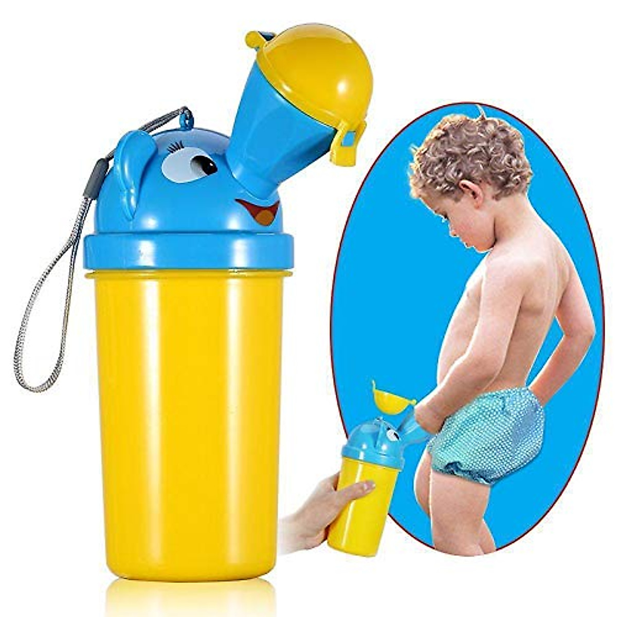 Portable Baby Child Potty Urinal Reusable Pee Training Cup Emergency Toilet for Camping Car Travel for Boys & Girls (Yellow)