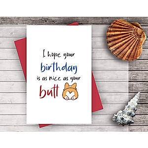 Alzombi Funny Happy Birthday Card, Cute Corgi Butt Bday Card for Husband Wife, Cheeky Love Card for Him Her