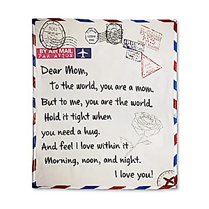 Elegant Gifts for Mom,Mom Gifts, Dear Mom Blanket,Best Birthday Gifts for Mom,Mothers Birthday Gifts from Son, Mom Gifts from Daughters, I Love You Mom Blanket,Mother Gifts(50×60 inchs)