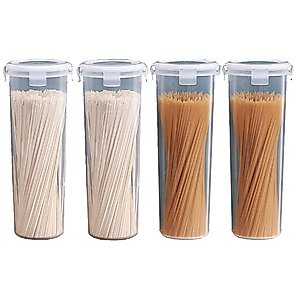 LYUN Canisters Tall Clear Spaghetti Pasta Container Storage with Lid Kitchen Canister Set Multi-Purpose Food Storage Pantry Organization Jars (Color : 4pcs)