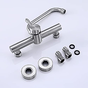 FLWUEUE Wall Mount Kitchen Sink Faucet 7.6-8.4 Inch Center, Commercial Kitchen Sink Faucet, Laundry Utility Sink Faucet, Lead-Free, Spout Reach 9.8"
