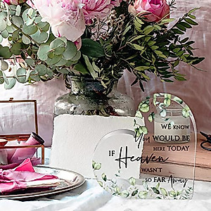 Heart Acrylic Sign in Loving Memory of Loved One Wedding Memorial Table Sign Gifts for Ceremony and Reception Remembrance Mother Father in Law Plaque for Counter Desk Centerpiece Decor (Leaves Style)