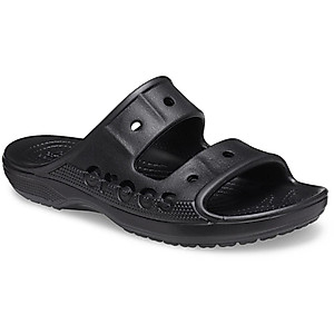 Crocs Unisex Men's and Women's Baya Two-Strap Slide Sandals, Black, Numeric_12 US