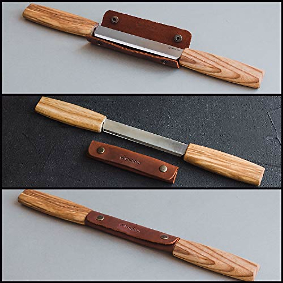 BeaverCraft DK2s Draw Knife with Leather Sheath Woodworking Tool 4.3" Drawknife Wood Carving Tools Wood Draw Knife Woodworking Whittling Tools