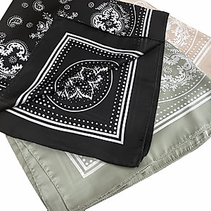 4pcs Silk Feeling Scarf Square Satin Head Scarf for Women Neck Hair Scarves Wraps Headscarf Hair Bandanas Night Sleeping Wrapping, 26.5×26.5 inches