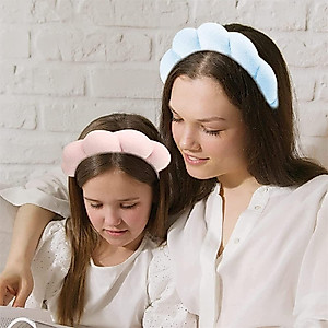 XSHYE Spa Headband for Women Girls Makeup Headband Sponge Terry Towel Cloth Fabric Headband for Washing Face,Skincare,Shower Hair Accessory (2 Pack - Pink+Black)