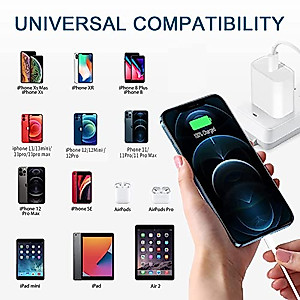 iPhone Charger Fast Charging 10 FT [Apple MFi Certified], PD 20W USB C Wall Charger Block with 10FT Long Type C to Lightning Fast Charging Data Sync Cable for iPhone 14 13 12 11 XS XR X 8 iPad