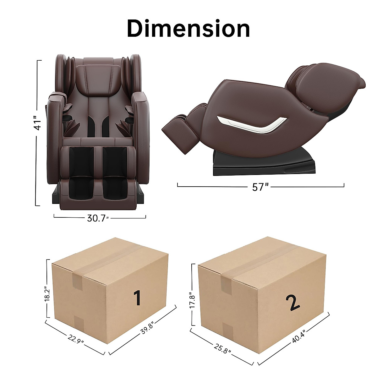 SMAGREHO 2024 New Massage Chair, Zero Gravity and Full Body Airbags Massage, 6 Auto Modes, 8 Fixed-Point Massage Rollers and Waist Heating (Brown)