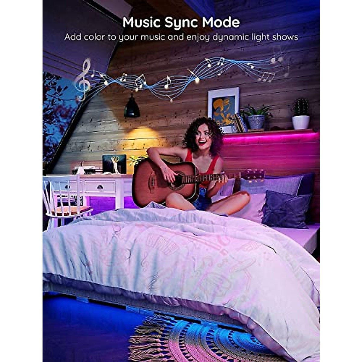 Govee 16.4ft Color Changing LED Strip Lights, Bluetooth LED Lights with App Control, Remote, Control Box, 64 Scenes and Music Sync Lights for Bedroom, Room, Kitchen, Party