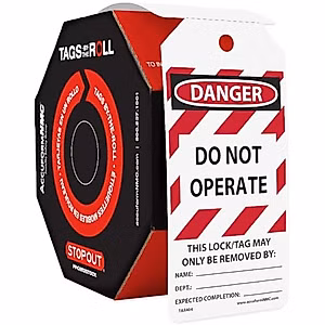 AccuformNMC 100 Lockout Tags by-The-Roll, Danger Do Not Operate, US Made OSHA Compliant Tags, Waterproof PF-Cardstock, Resists Tears, 6.25"x3", TAR404