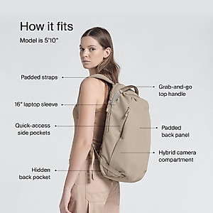 Urth Norite 24L Modular Camera & Laptop Travel Backpack — Water Resistant, Anti-Theft, Recycled Bag for DSLR, 13-16 Inch Laptop in Beige