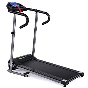 Goplus 1100W Electric Folding Treadmill, with LCD Display and Heart Rate Sensor, Compact Running Machine for Home