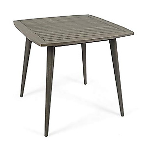 Great Deal Furniture Caleb Indoor Square Acacia Wood Dining Table, Gray