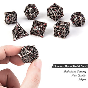 DND Dice,Hollow D&D Metal Dice,Dungeons and Dragons Dice Set with Gift Box,7 PCs Steampunk Polyhedral Dice Games Set for RPG,MTG,Pathfinder,(Dragon Blood Spattered)