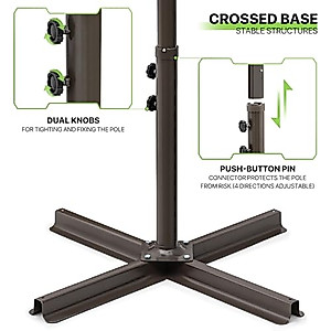 Magshion 8.5 FT Patio Umbrella Offset Hanging Outdoor Market Umbrella with Easy Tilt Adjustment, Cantilever Umbrella with Crank and Cross Base for Backyard Poolside Lawn, Beige