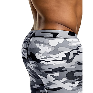 TSLA Men's Compression Pants, Cool Dry Athletic Workout Running Tights Leggings with Pocket/Non-Pocket, 3pack Tights Black/Camo Black/Camo Grey, Large