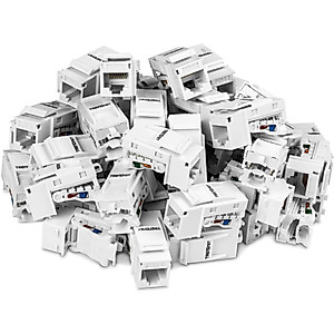 TRENDnet Cat6 RJ45 Keystone Jack 50-Pack Bundle, TC-K50C6, Compatible with Cat5/Cat5e/Cat6 Cabling, Use with The TC-KP24 or TC-KP48 Blank Keystone Patch Panels(Sold Separately) White