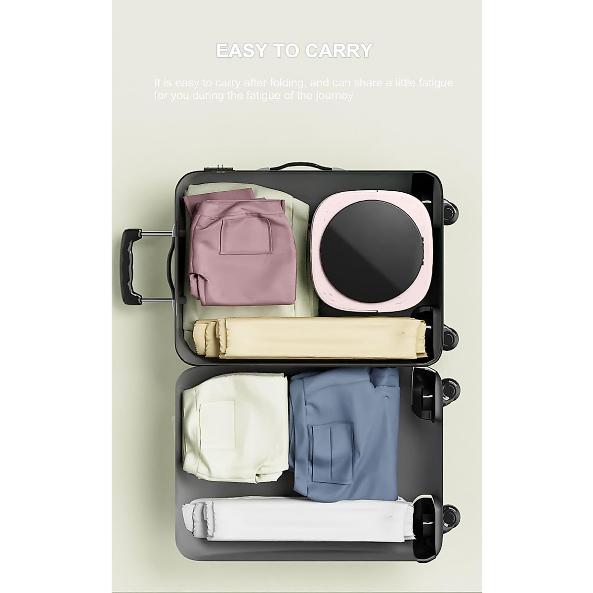 FUIART Portable Washing Machine, Mini Washer 9L High Capacity with 3 Modes Deep Cleaning for Underwear, Baby Clothes, or Small Items, Foldable Washing Machine for Apartments, Camping, Travel (Pink)