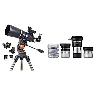 Celestron - AstroMaster 80AZS Refractor Telescope - Fully-Coated Glass Optics - Adjustable-Height Tripod - Bonus Astronomy Software Package & AstroMaster Telescope Accessory Kit