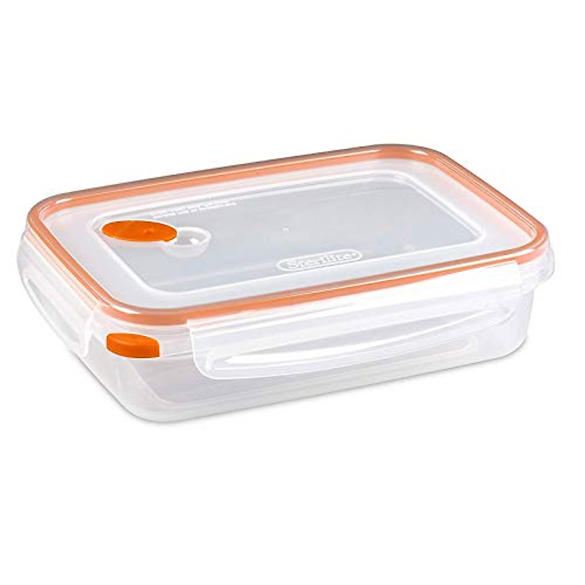 Sterilite 03211106 Ultra-Seal 5.8 Cup Microwave-Safe Food Storage Container with Steam Release Vent, Clear/Orange